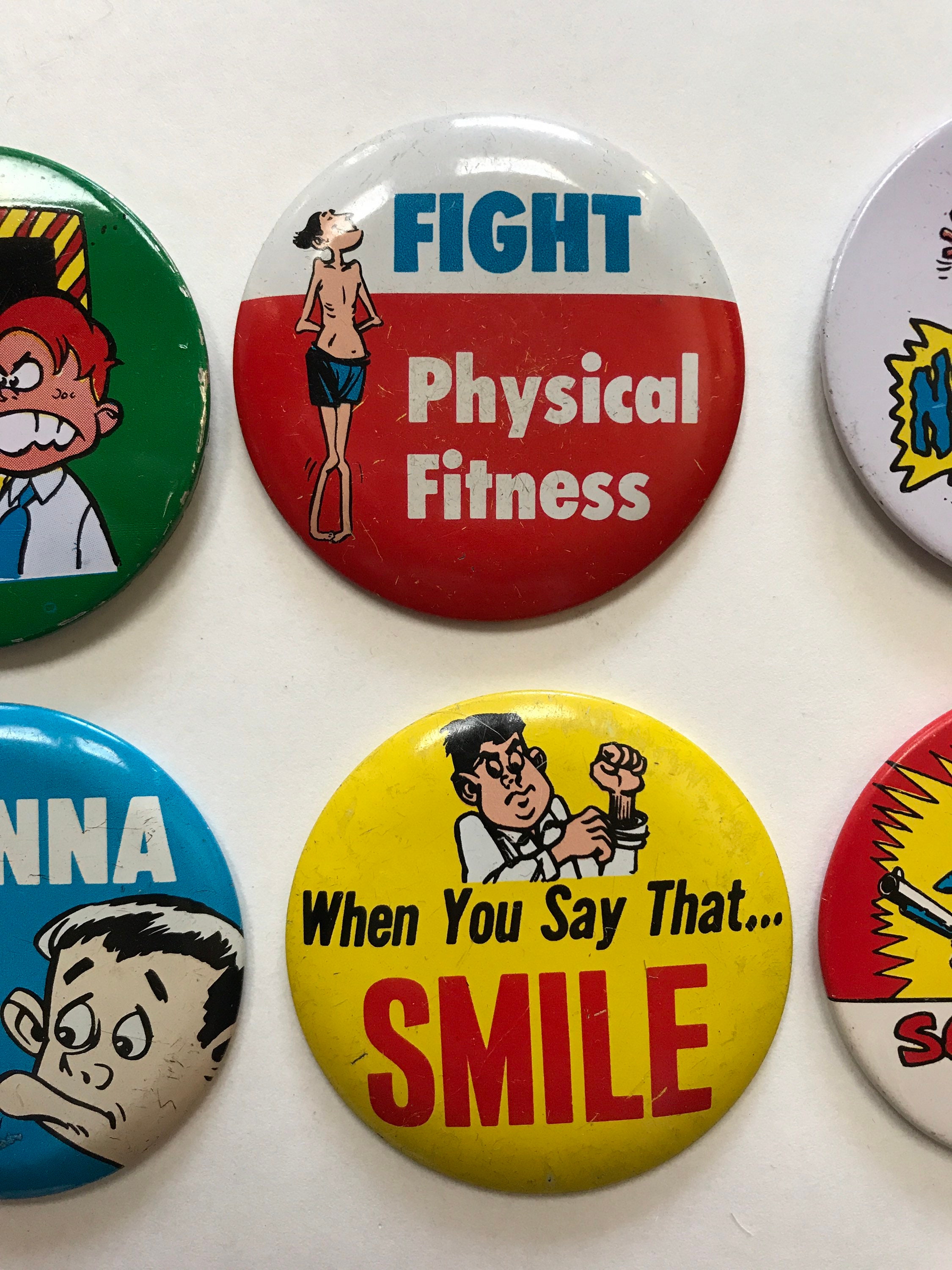 Vintage Pinback Buttons Funny Humor Collectible Badges so Reach Smile ...