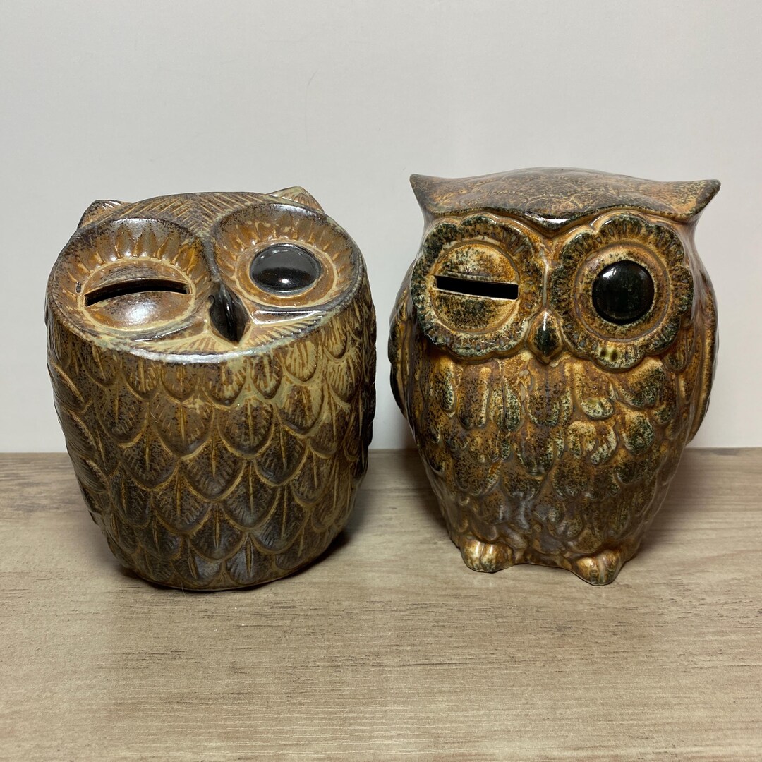 Winking Owl Banks Groovy 1970s Made in JAPAN No Stoppers Ceramic Home ...