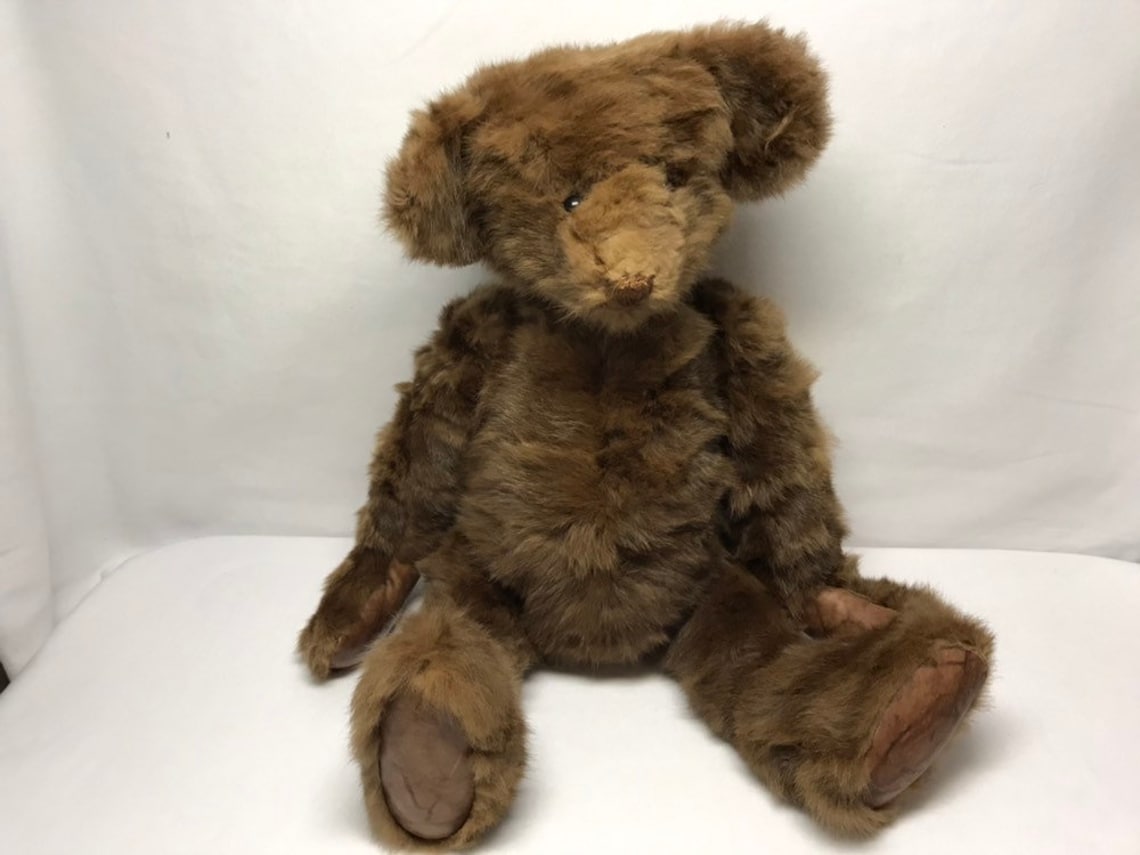 Large Real Rabbit Fur Teddy Bear Fully Jointed Soft Fluffy | Etsy