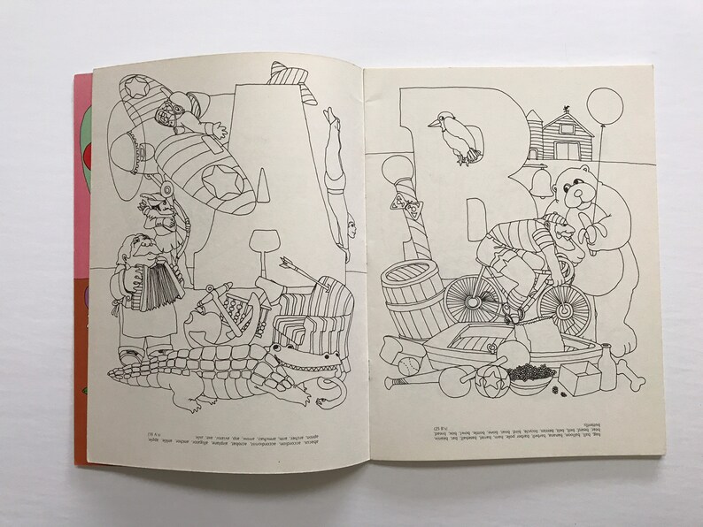 Vintage ABC Coloring Book Retro 70s Kids Children Colour Pages | Etsy