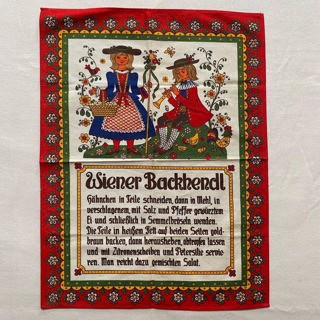 Vintage KOLF Fabric Tea Towel or Wall Hanging Wiener Backhendl ...