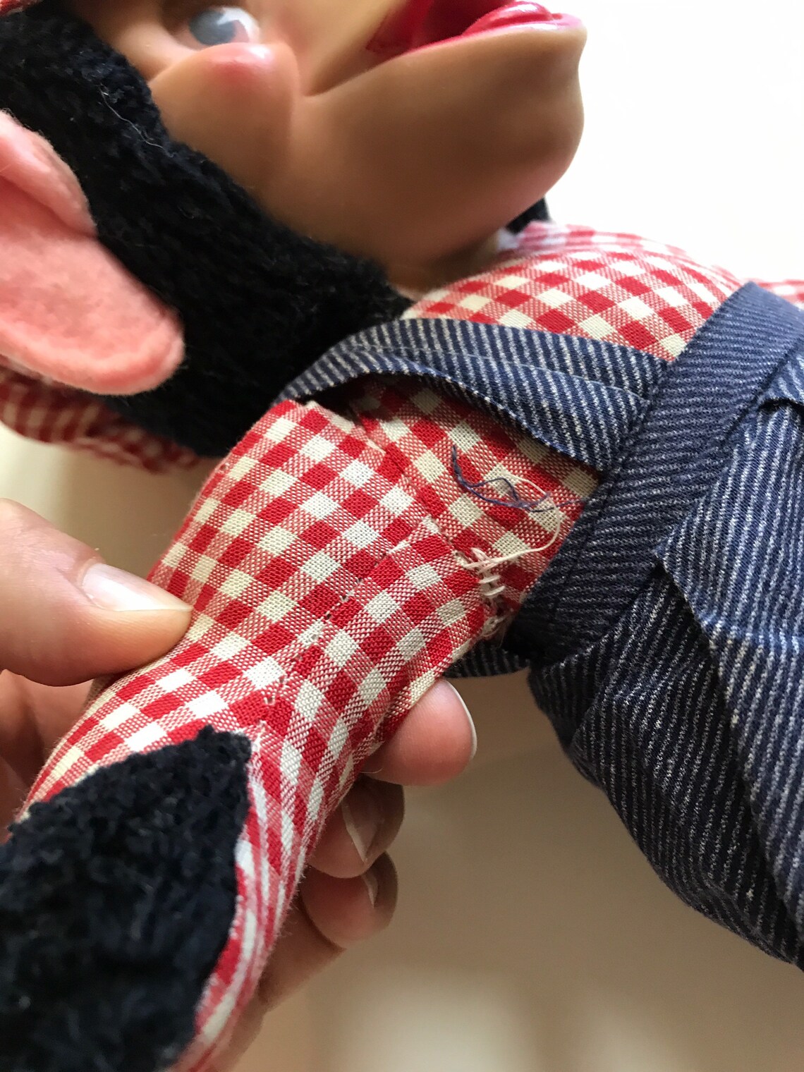 Mr Bim Monkey Plush Doll Overalls Checker Print Shirt Hat - Etsy