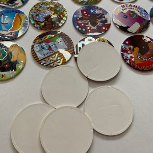 Collection of 1990s Blank Back American State Pogs 90s Kids Games Paper ...