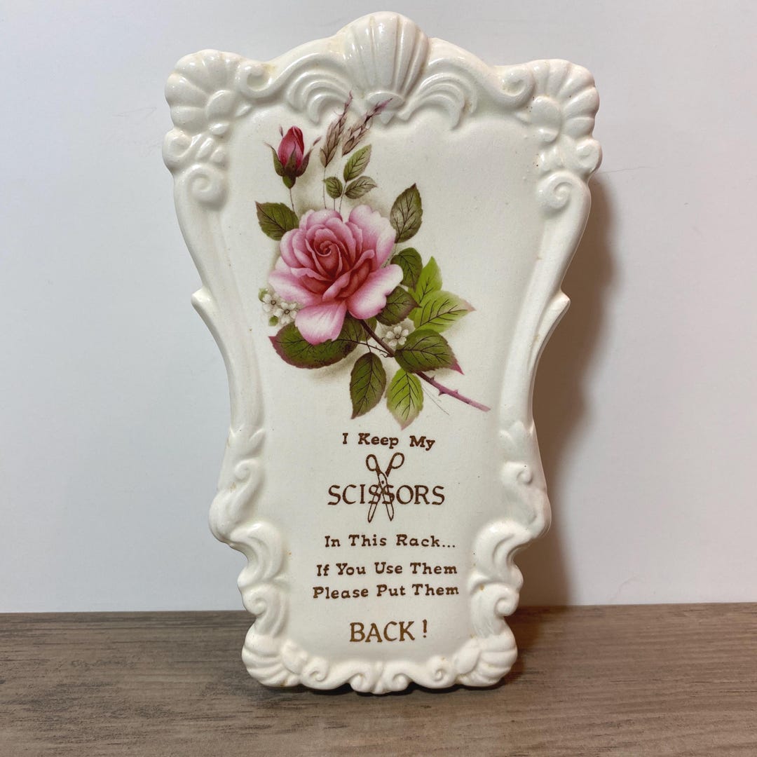 Vintage Scissor Holder Ceramic Home Decor Craft Room Collectible Cute ...
