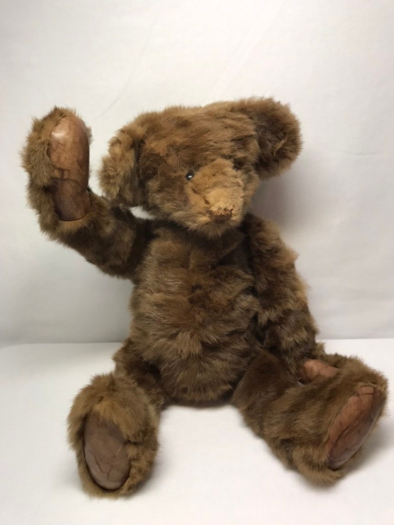 Large Real Rabbit Fur Teddy Bear Fully Jointed Soft Fluffy - Etsy