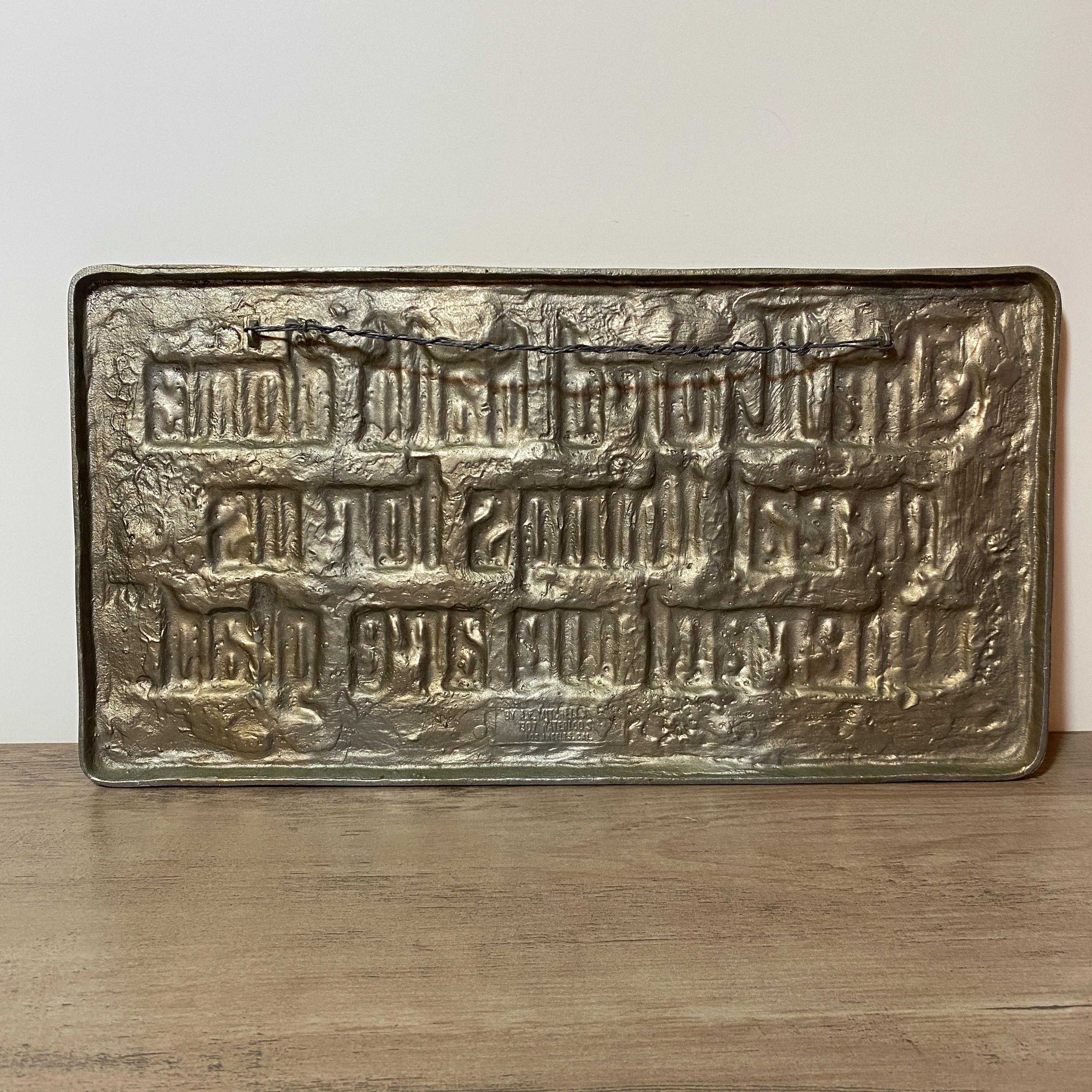1920s A.E. Mitchell Bible Quote Wall Plaque Metal Alloy Los Angeles ...