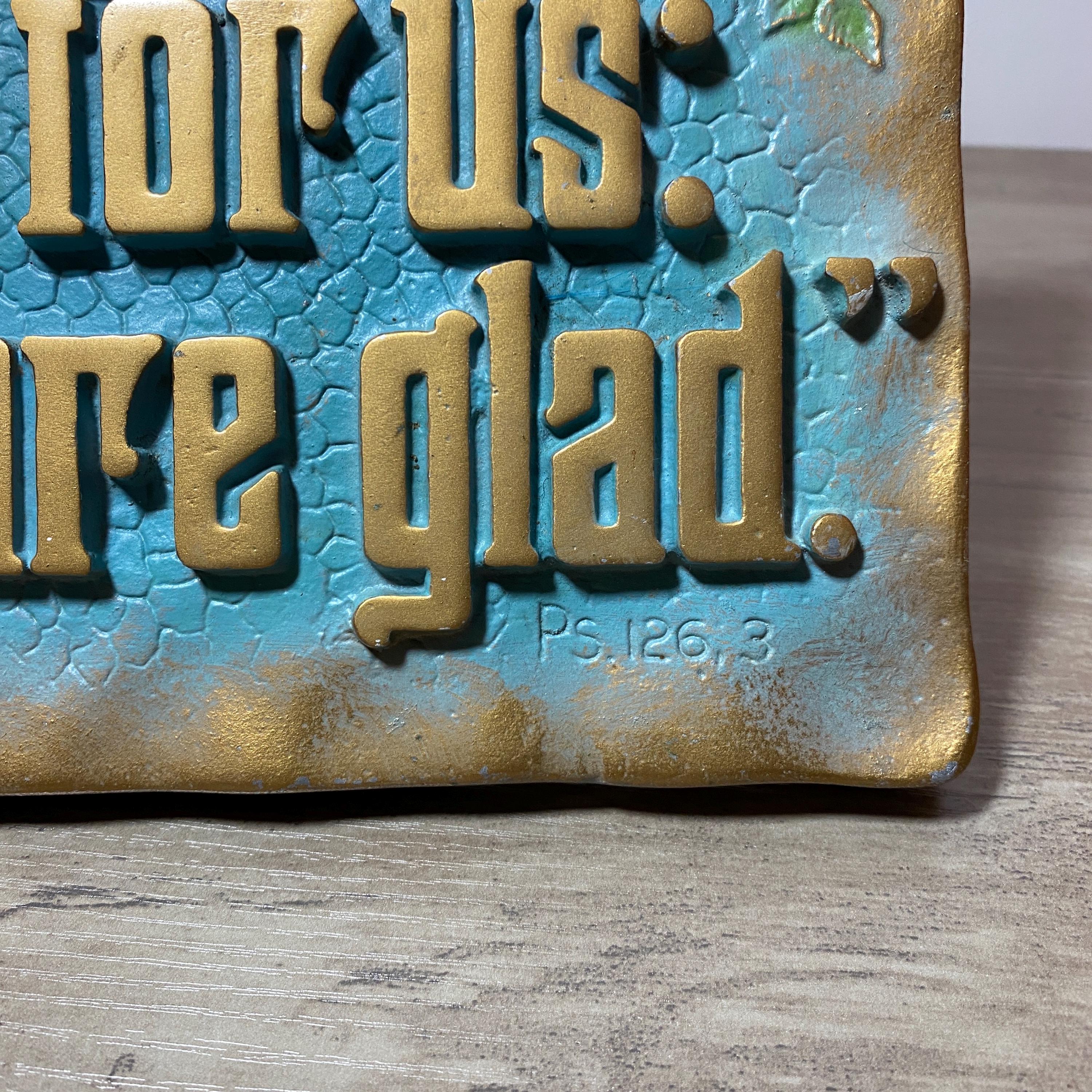 1920s A.E. Mitchell Bible Quote Wall Plaque Metal Alloy Los Angeles ...