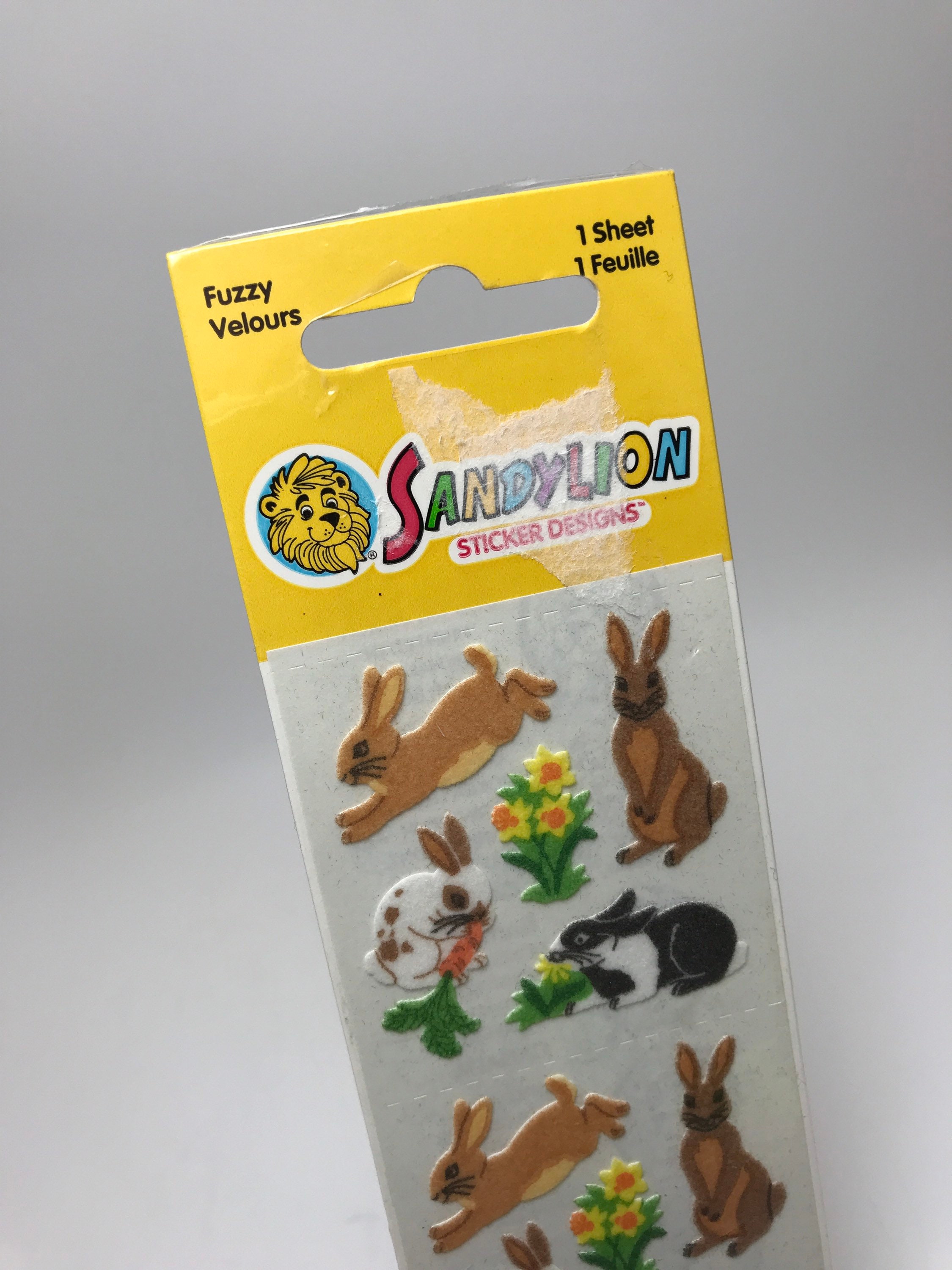 Vintage Sandylion Stickers Fuzzy Flocked Bunnies 90s Kids | Etsy