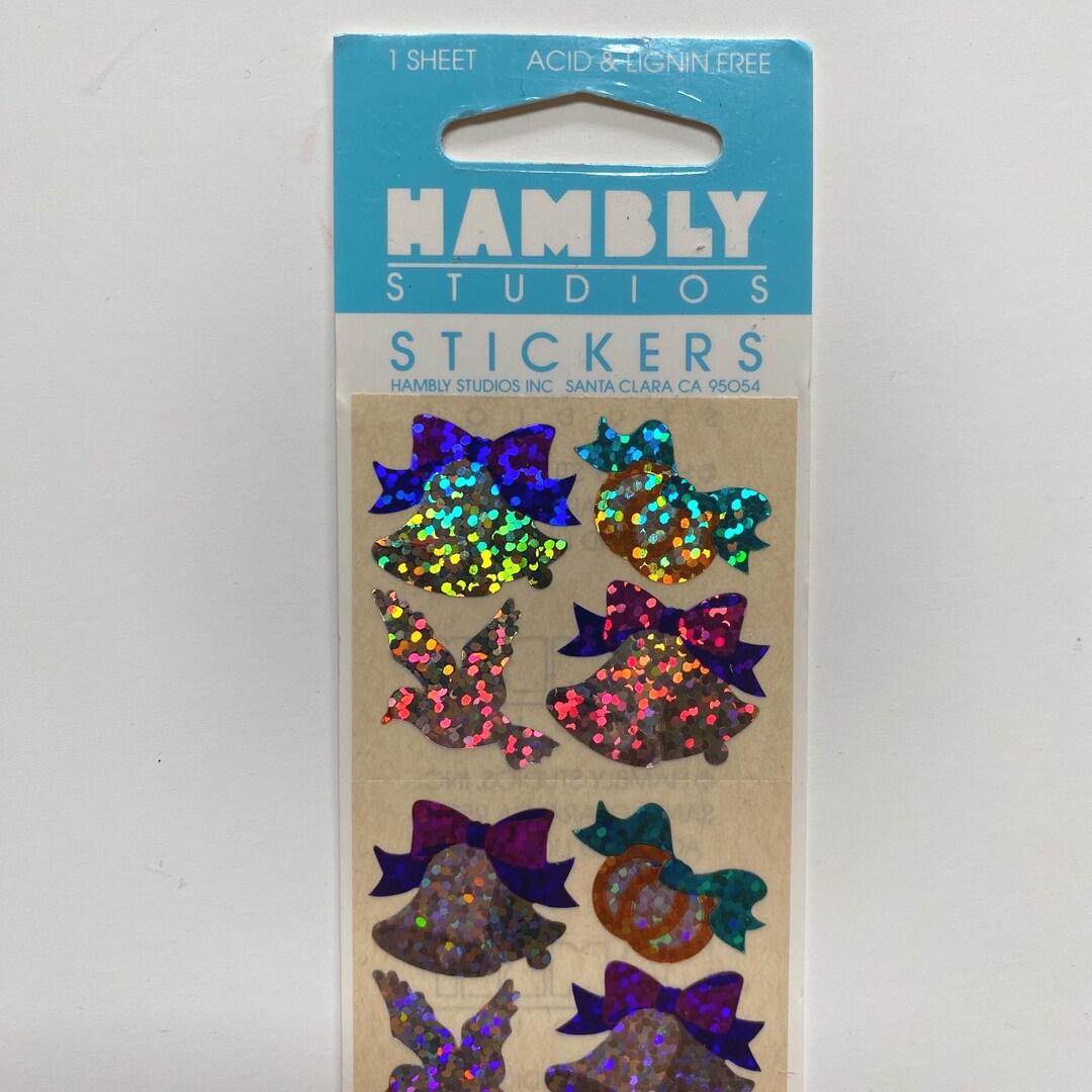 Hambly Studios Sticker Sheet Wedding Bells Dove Rings Prismatic Made in ...