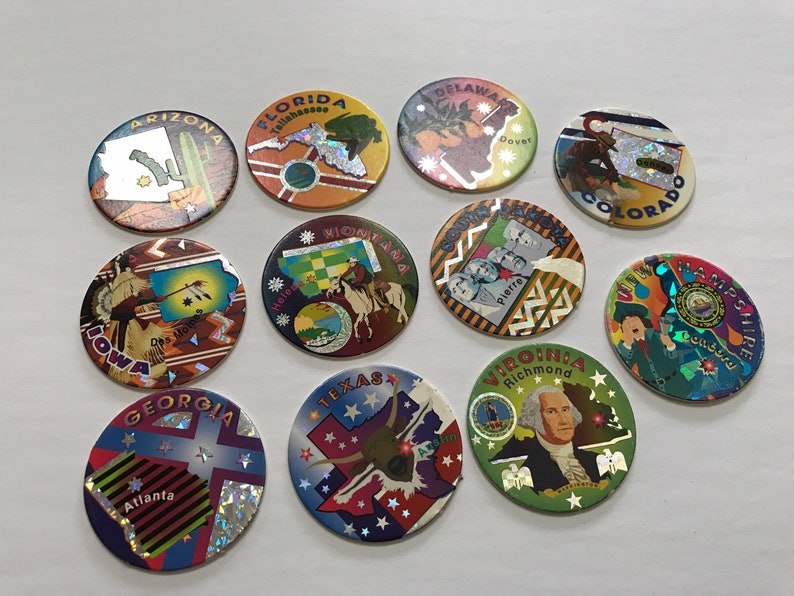 Collection of 1990s Blank Back American State Pogs 90s Kids | Etsy