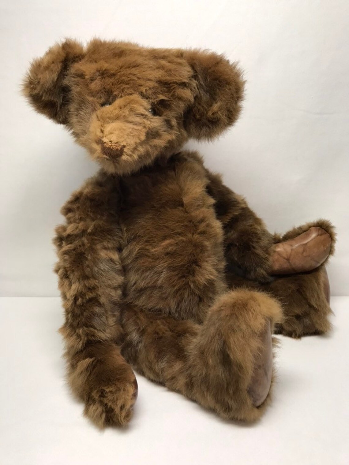 Large Real Rabbit Fur Teddy Bear Fully Jointed Soft Fluffy | Etsy