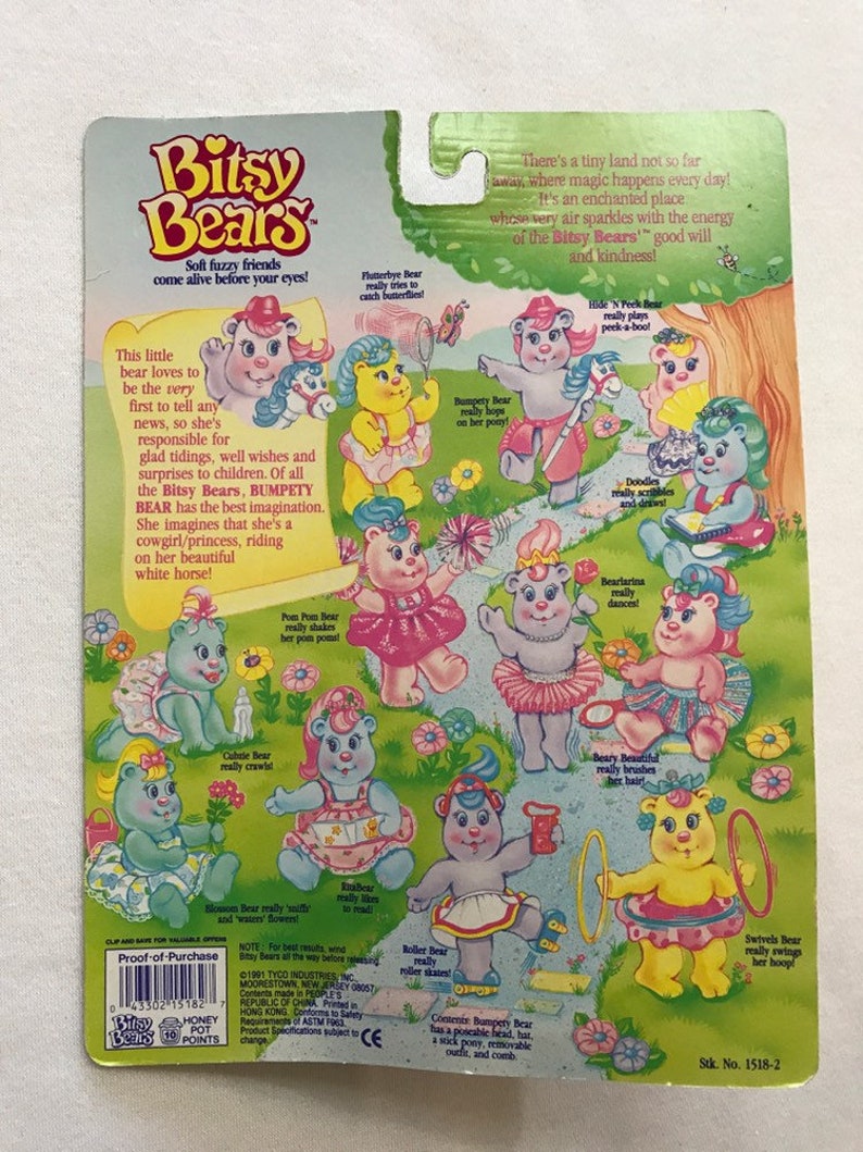 1991 Tyco Bitsy Bears Bumpety Bear Mint on Card Flocked Hard - Etsy