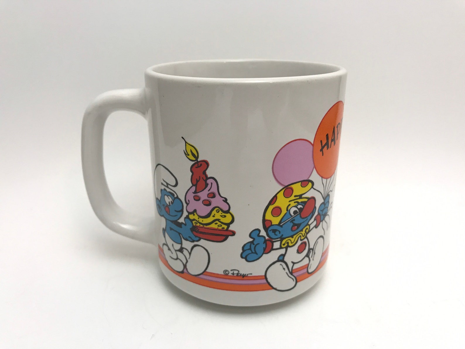 1980s Happy Birthday Smurf Mug Cup Ceramic Collectible Peyo - Etsy