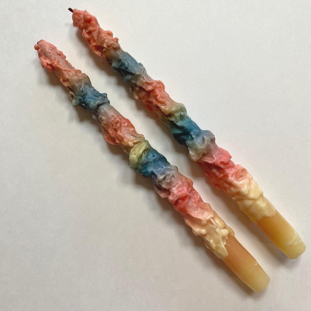 Vintage Decorative Rainbow Drip Candles Taper Candles Retro 70s Holiday ...