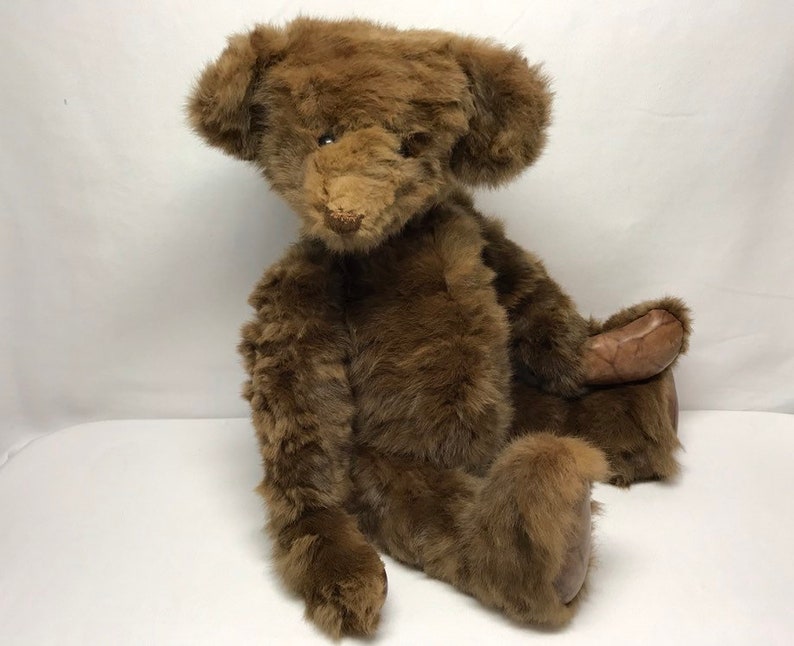 Large Real Rabbit Fur Teddy Bear Fully Jointed Soft Fluffy - Etsy
