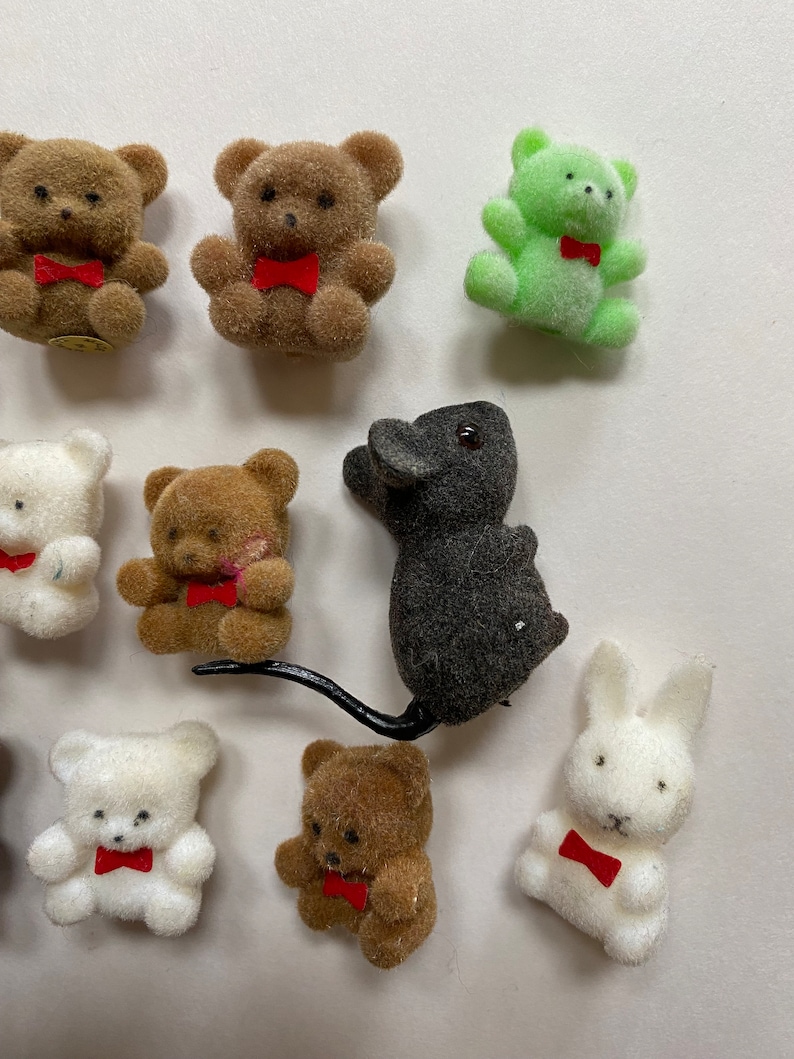 Flocked Mini Bear Figures for Crafting Soft Fuzzy Cute 80s 90s - Etsy