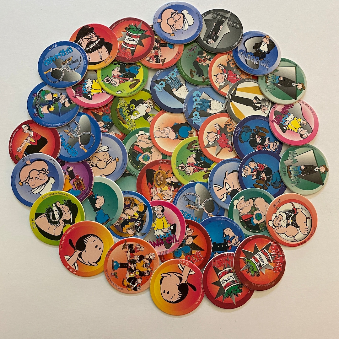 1995 Popeye Pogs Game Pieces New Unused Deadstock Random LOT Kids Games ...