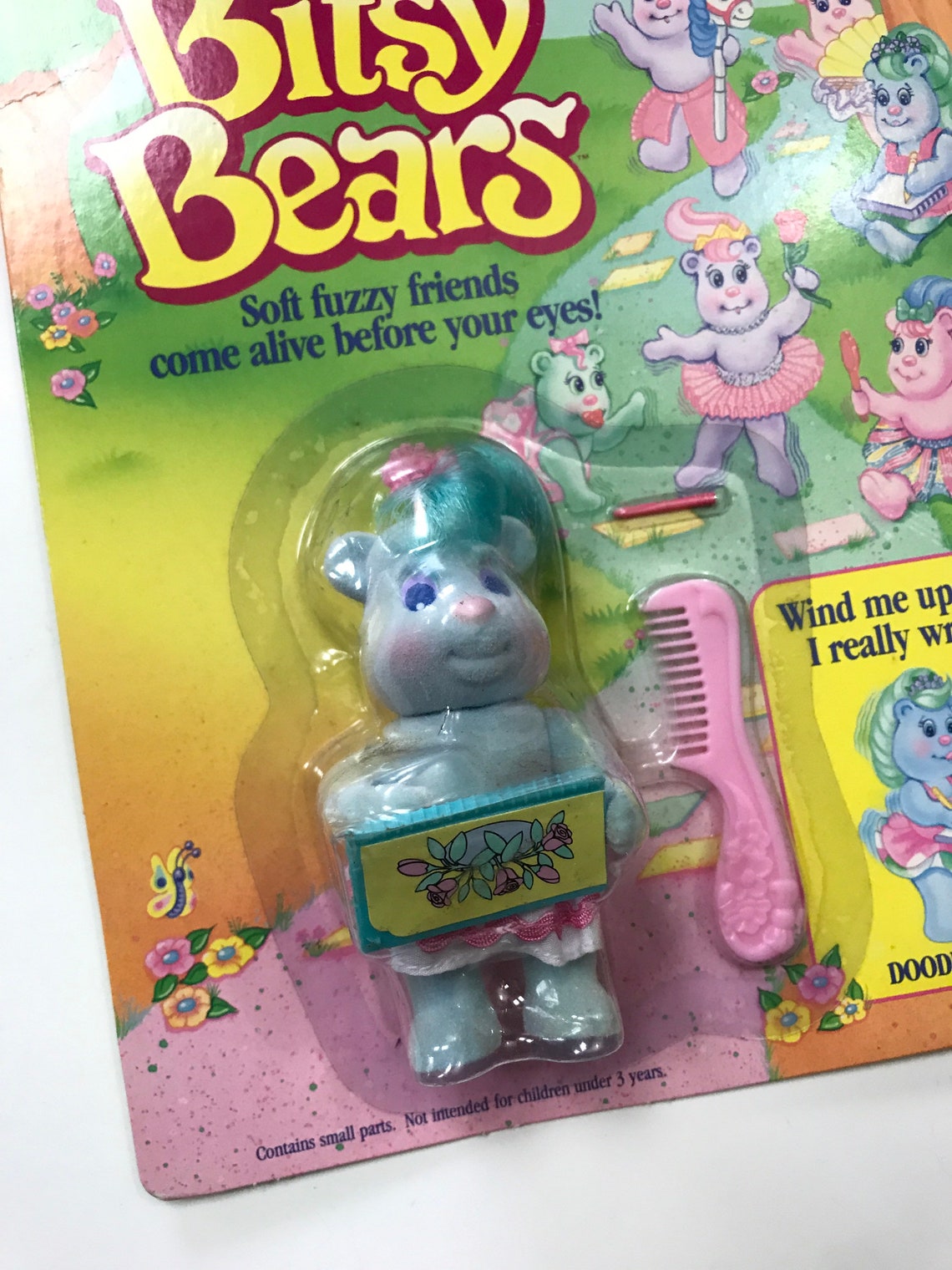 1991 Tyco Bitsy Bears Doodles Bear on Card Flocked Hard to - Etsy