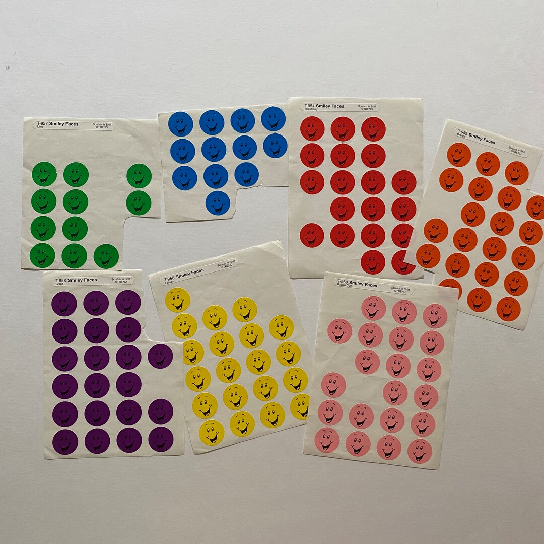 Trend Scratch N Sniff Smiley Faces Stickers Fruit Scented 80s - Etsy
