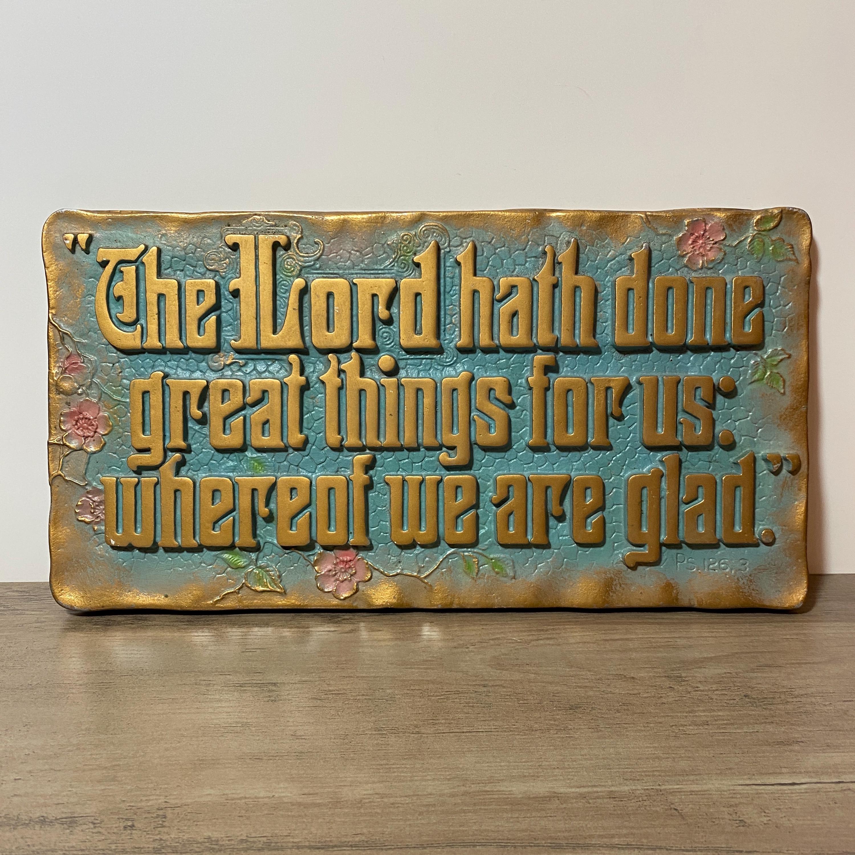 1920s A.E. Mitchell Bible Quote Wall Plaque Metal Alloy Los Angeles ...