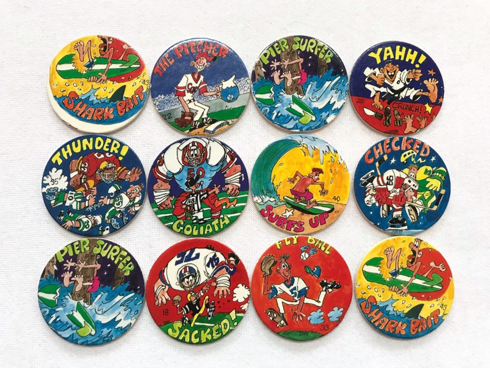 Collection of Funny Sports Milkcaps 1990s Pogs Game Pieces 90s - Etsy