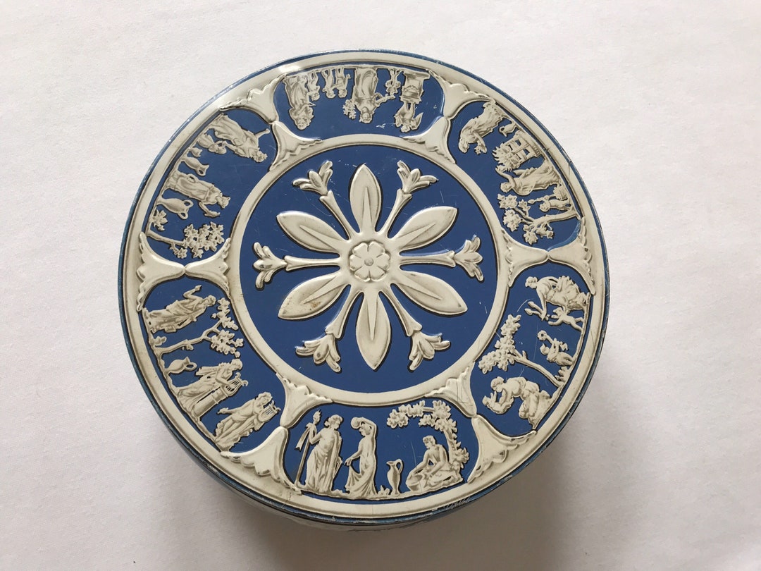 Vintage Decorative Storage Tin Blue and White Huntley and - Etsy