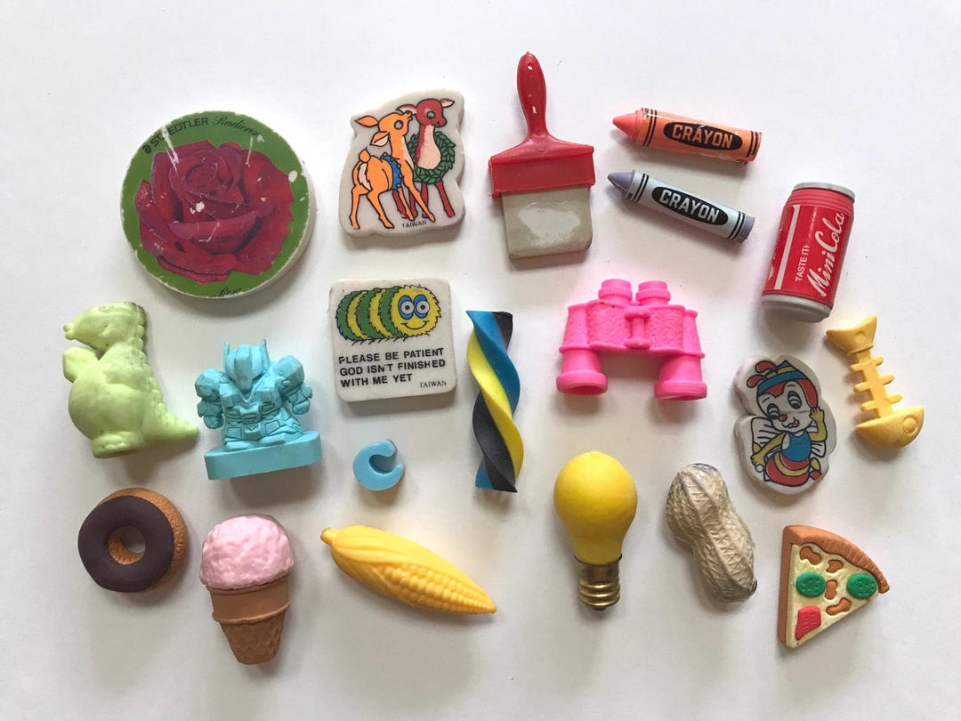 SALE Vtg Erasers 80s 90s Kids Back to School Stationary Lot Cute Kawaii ...