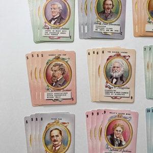 Authors Playing Cards Set Kids RARE Game Paper Ephemera Russell Card ...
