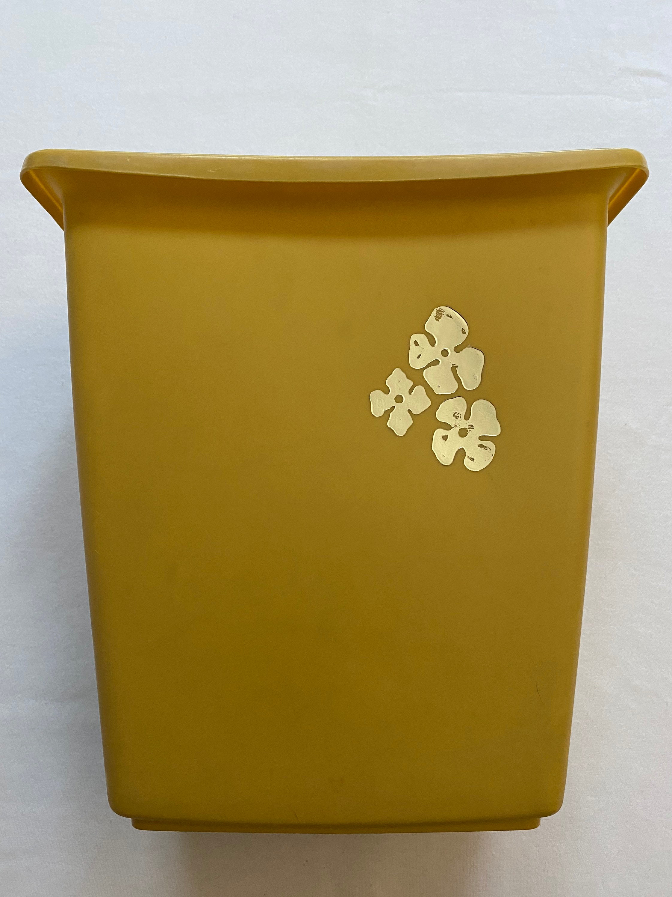 1970s Rubbermaid Garbage Can Plastic Yellow Gold Flower Collectible - Etsy