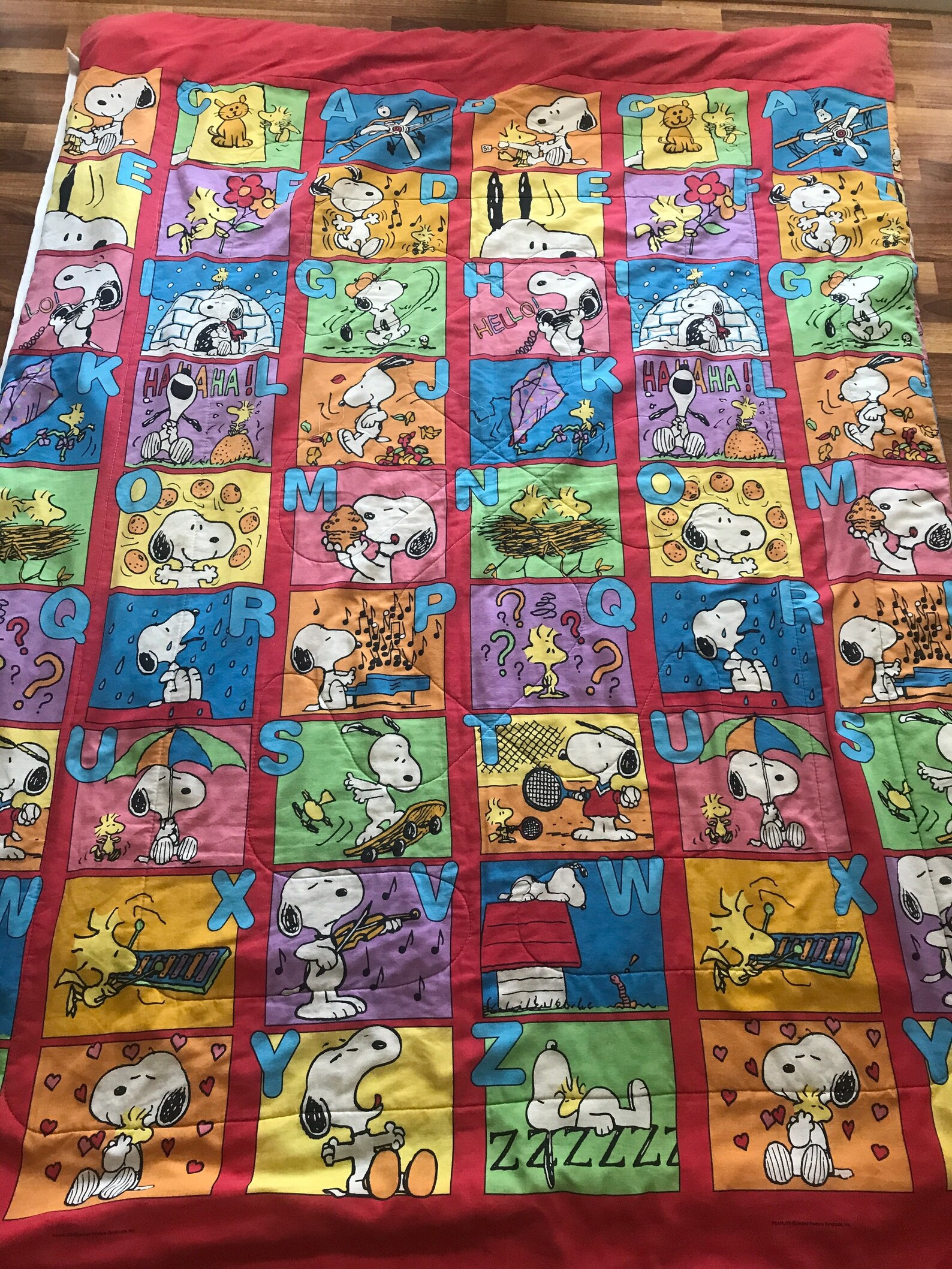 Snoopy Peanuts Twin Comforter Blanket Retro RARE HTF Alphabet - Etsy