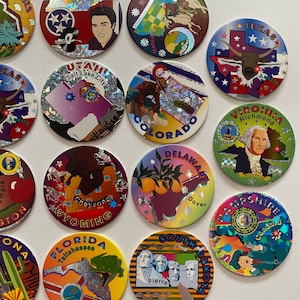 Collection of 1990s Blank Back American State Pogs 90s Kids Games Paper ...