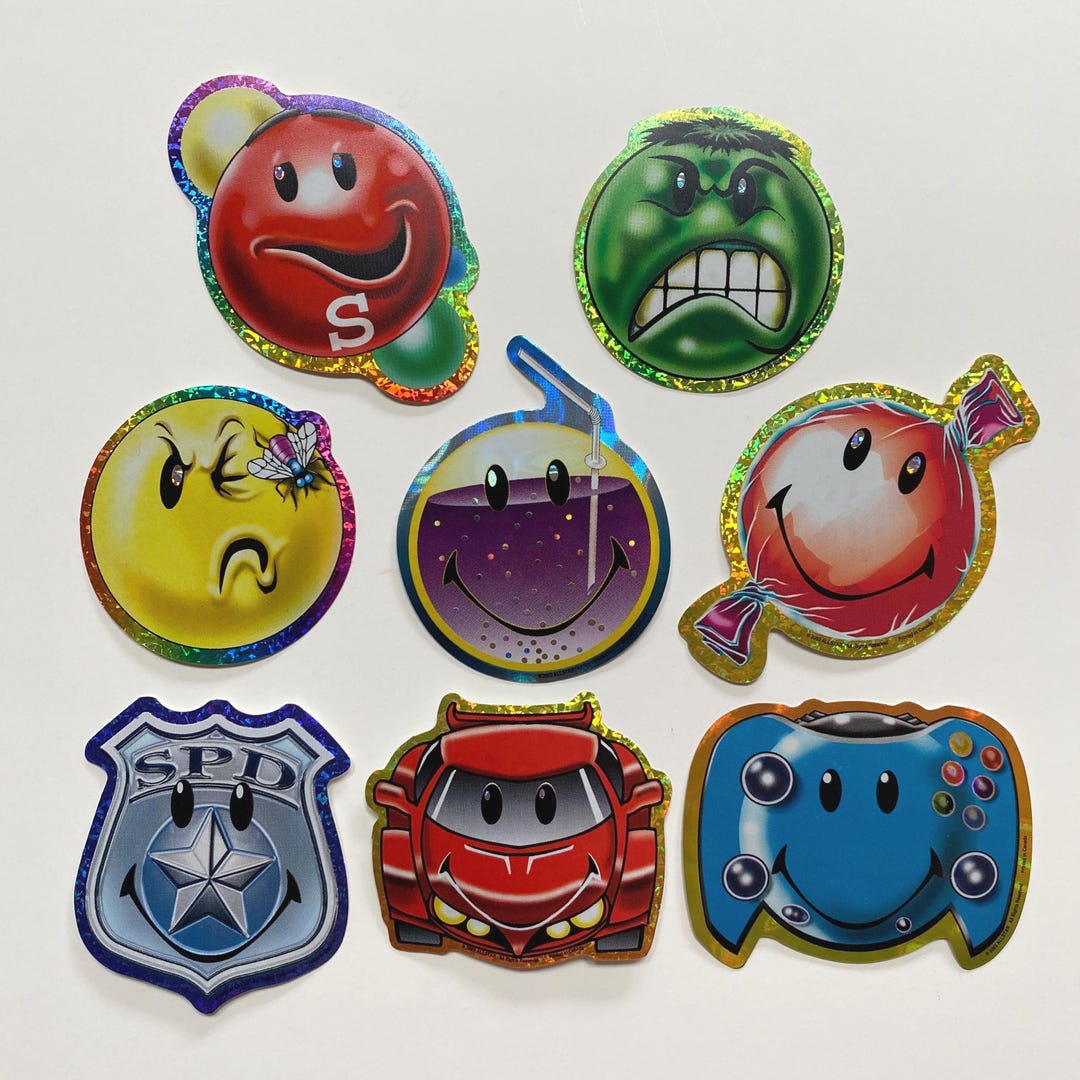 Y2K Smiley Vending Machine Stickers Happy Face Glittery Allstar 2003 - Etsy