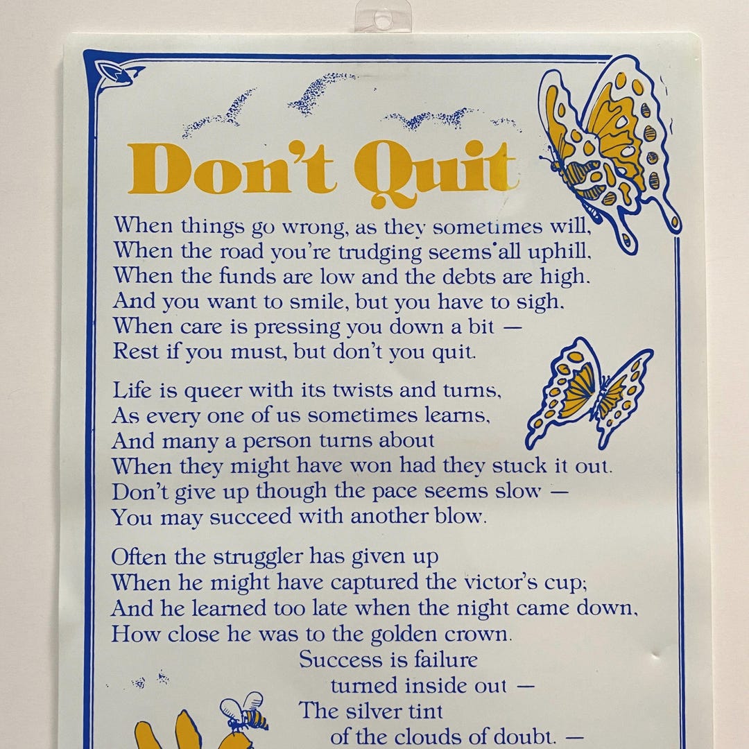 Encouragement Sign - Don't Quit Home Office Motivational Poster Plaque ...