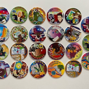 Collection of 1990s Blank Back American State Pogs 90s Kids Games Paper ...