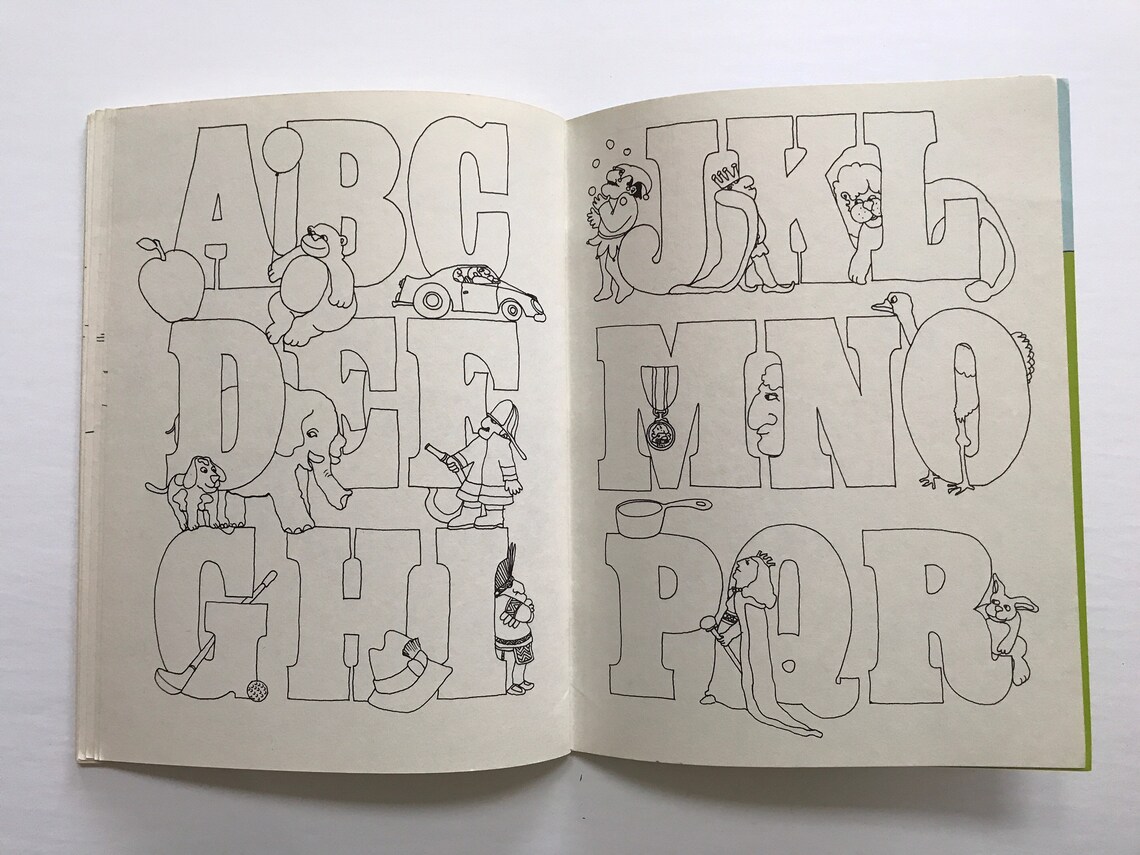 Vintage ABC Coloring Book Retro 70s Kids Children Colour Pages | Etsy