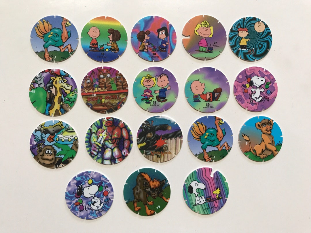 SALE 1990s Tazo Pogs Lot Plastic 90s Kids Games Milk Caps Rare Peanuts ...