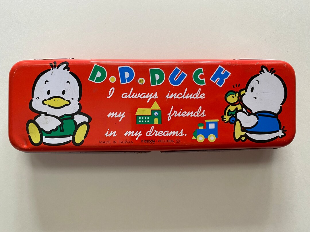 D.D Duck Pencil Case Stationary Box 90s Kawaii Collectible Tin Storage ...