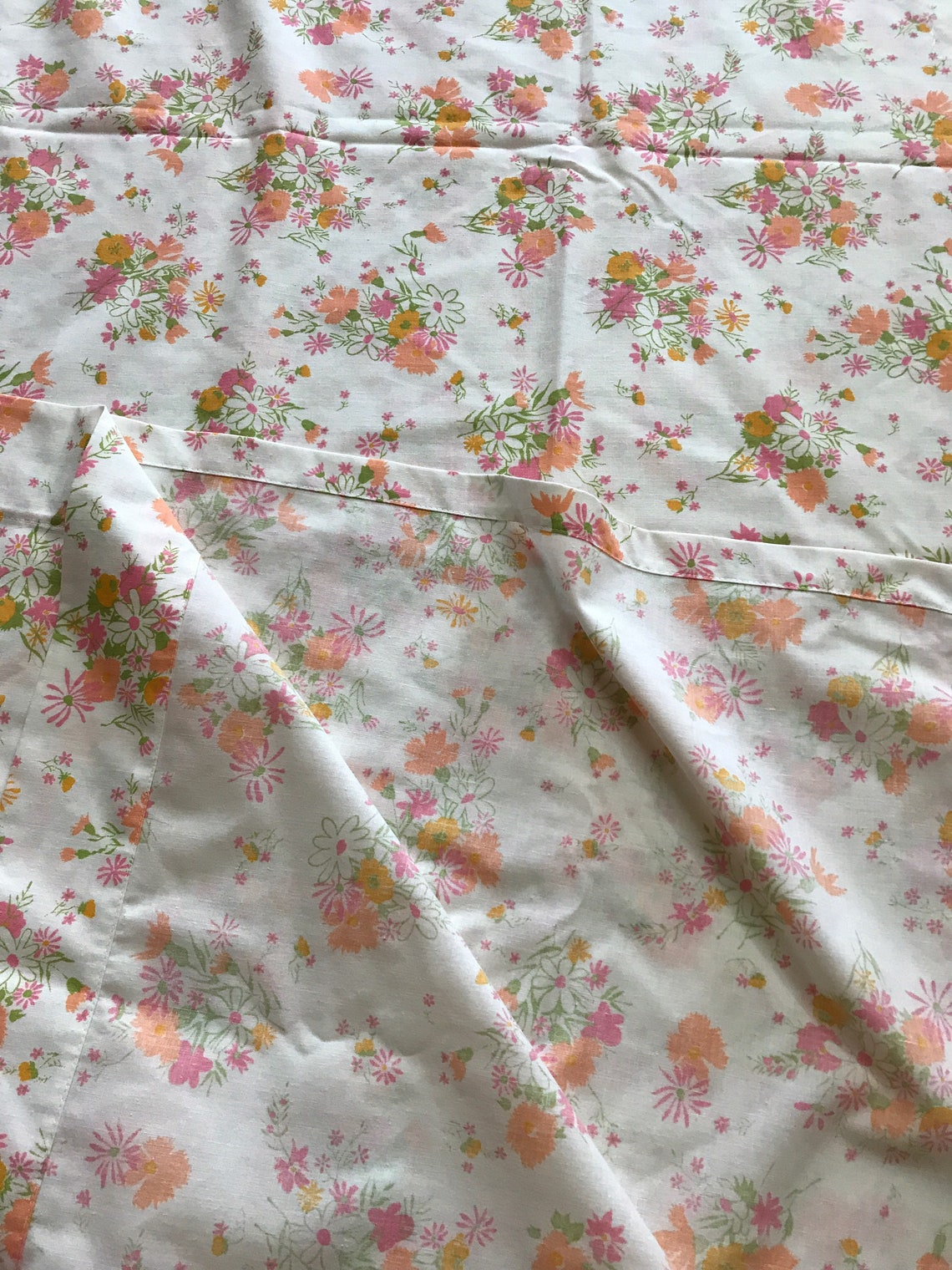 Beautiful Flower Power Double Full Flat Sheet Floral Vintage | Etsy