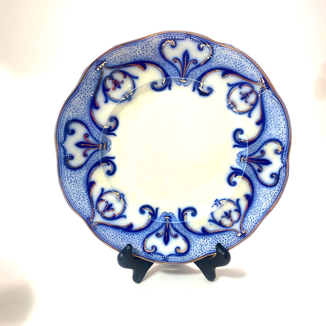 1890+ Antique Ridgway Penhurst Flow Blue Plate Set – Scalloped Edge ...