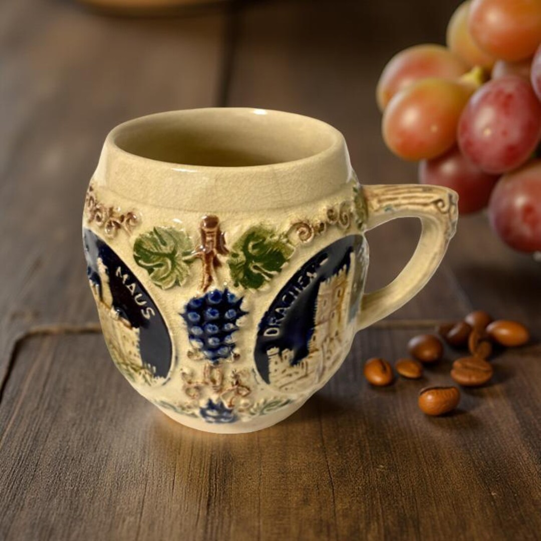 Vintage German Beer Stein Set: Rhine Valley Ceramic Relief Mugs - Etsy