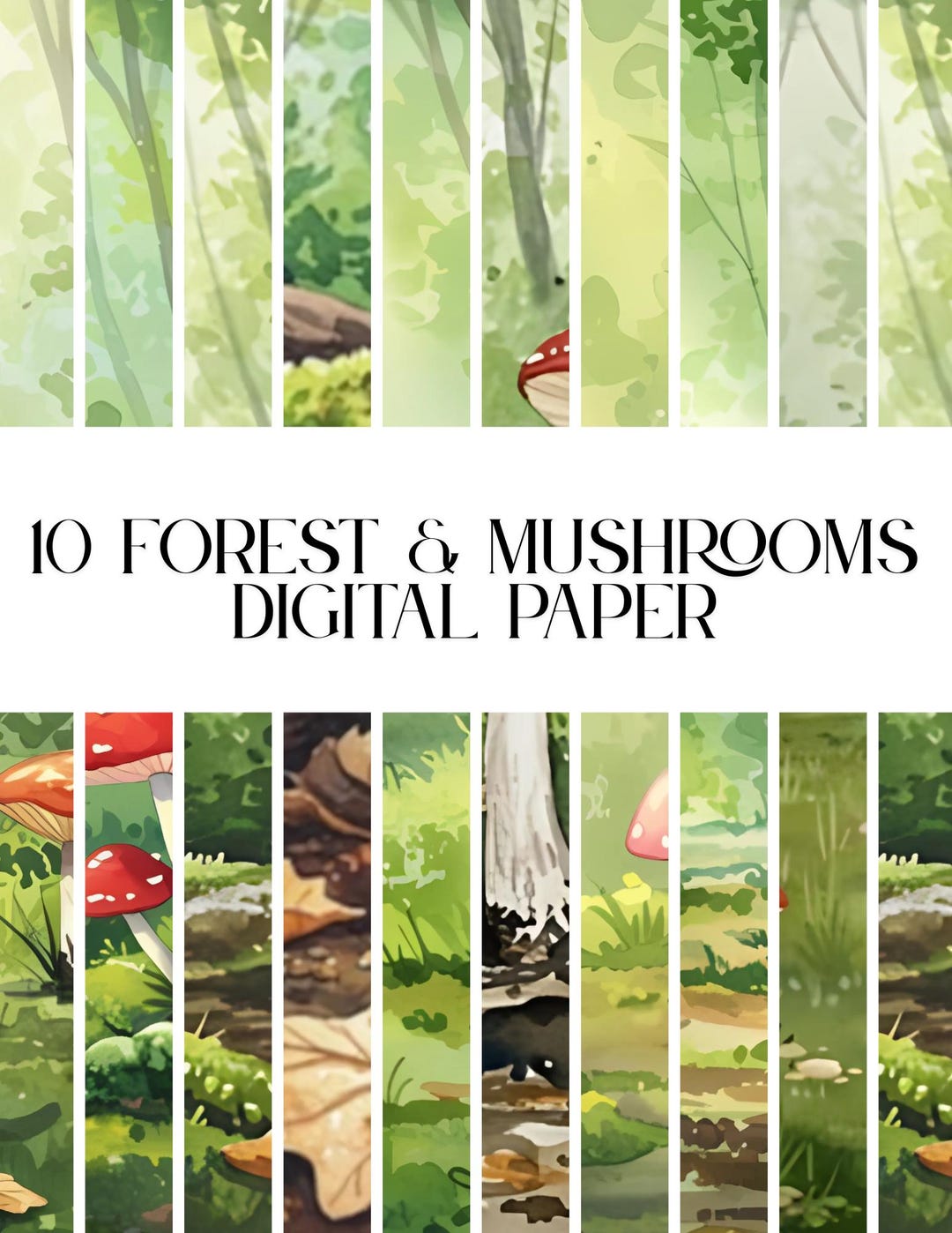 Watercolor Forest Mushroom Digital Paper: Ai-generated Woodland ...
