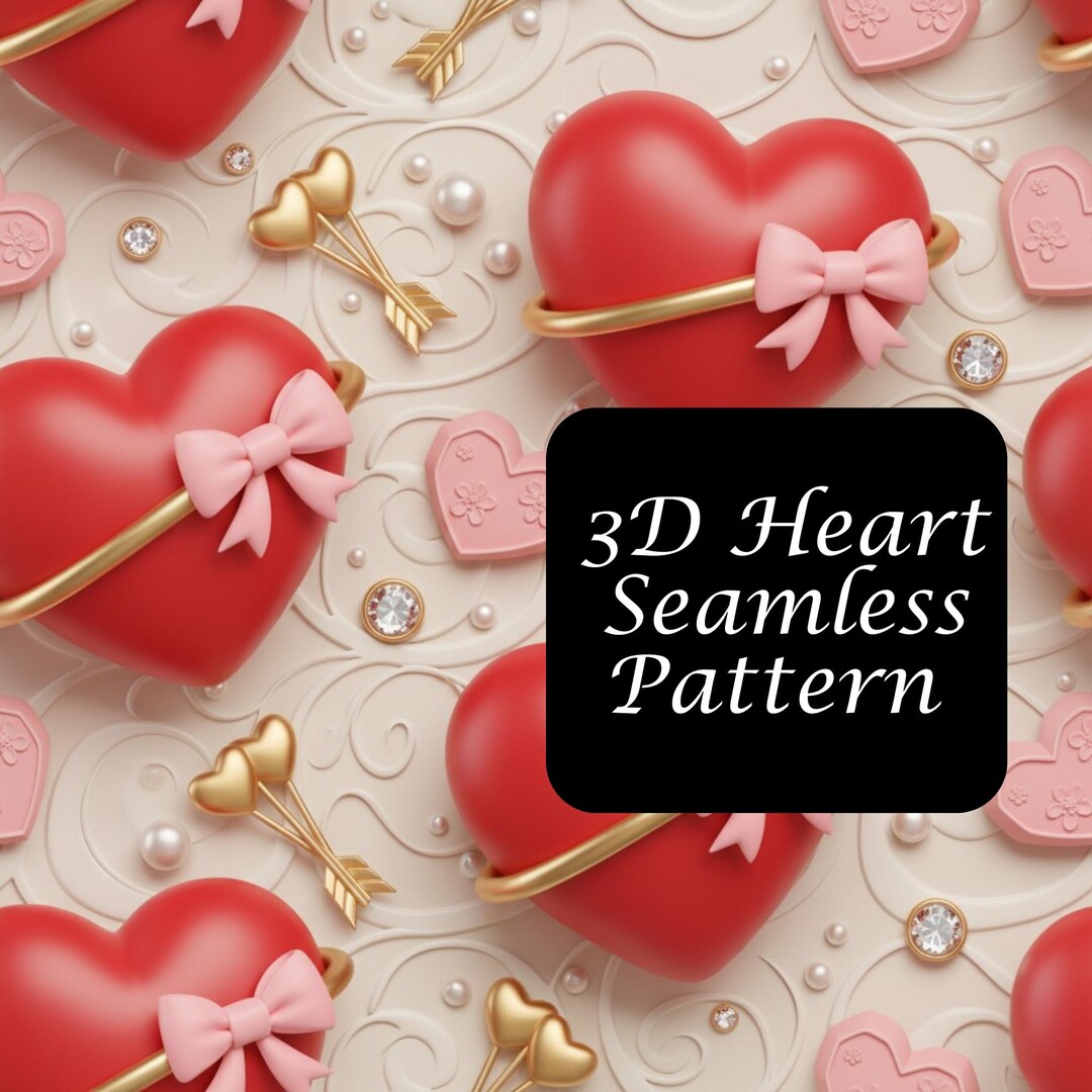3D Heart Seamless Pattern L Heart Digital Paper - Etsy