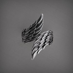 Sterling Silver Angel Wing Ring: Spiritual Open Band Jewelry - Etsy