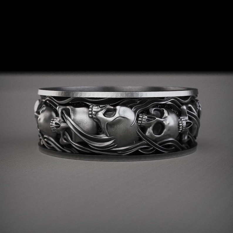 Handmade Sterling Silver Skull Ring: Gothic Biker Jewelry - Etsy