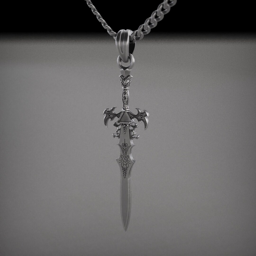 Sterling Silver Sword Cross Pendant: Handmade Gothic Necklace - Etsy