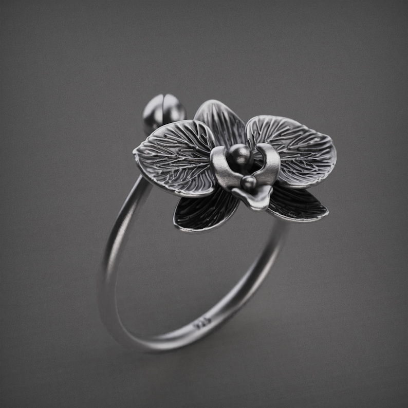 Orchid Flower Open Ring, Vintage Silver Tone Botanical Jewelry - Etsy