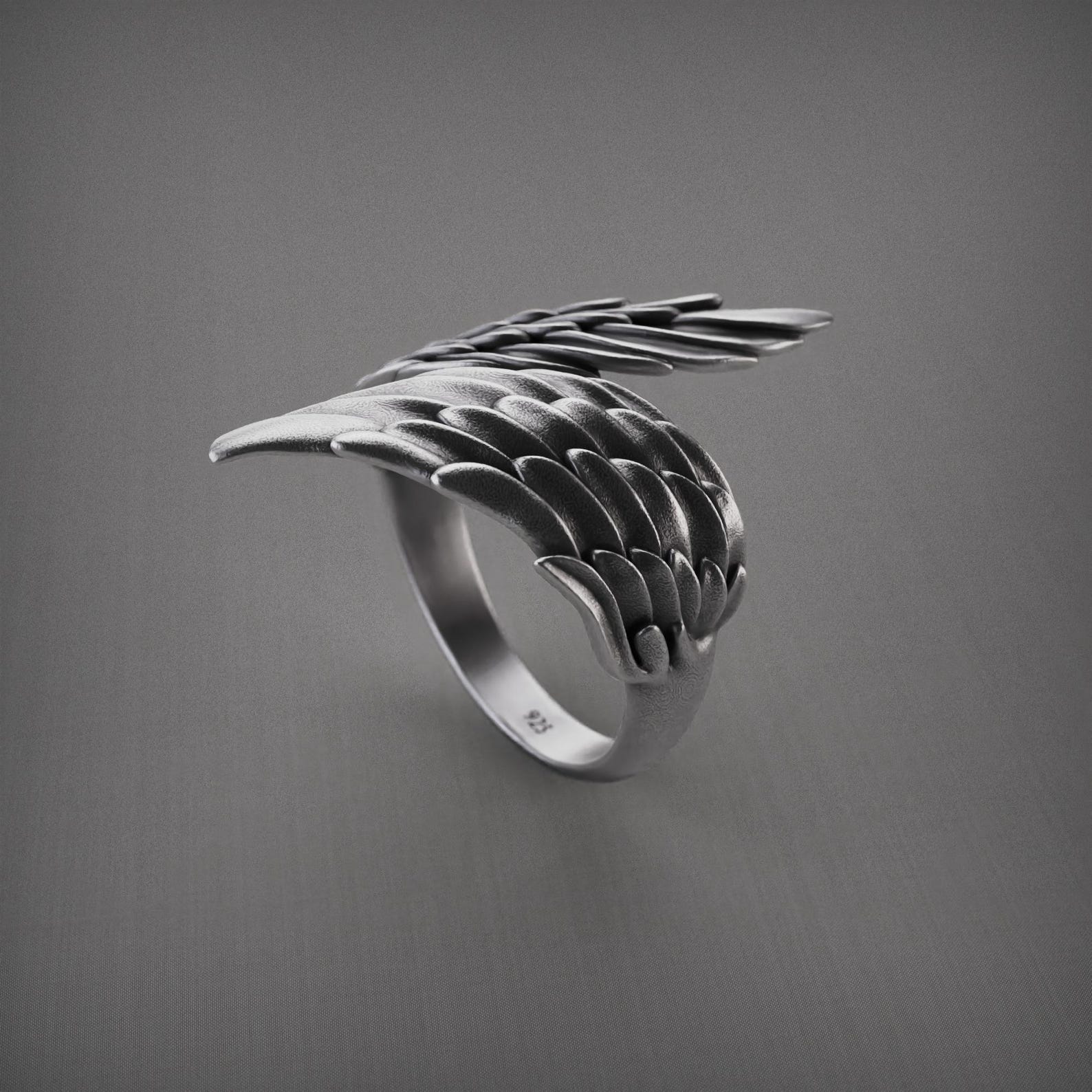 Sterling Silver Angel Wing Ring: Spiritual Open Band Jewelry - Etsy