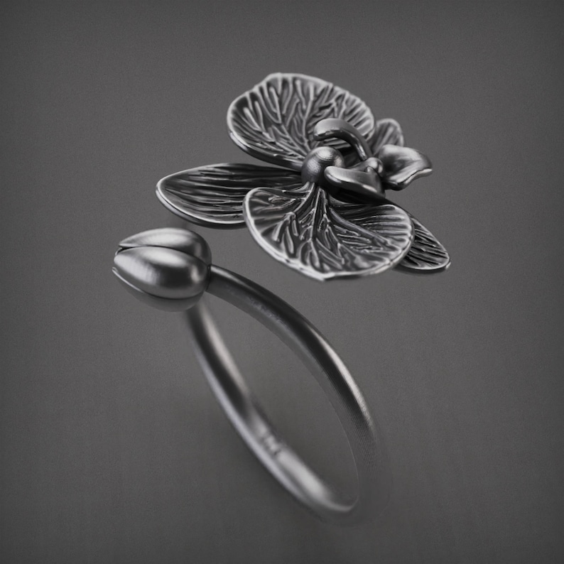 Orchid Flower Open Ring, Vintage Silver Tone Botanical Jewelry - Etsy
