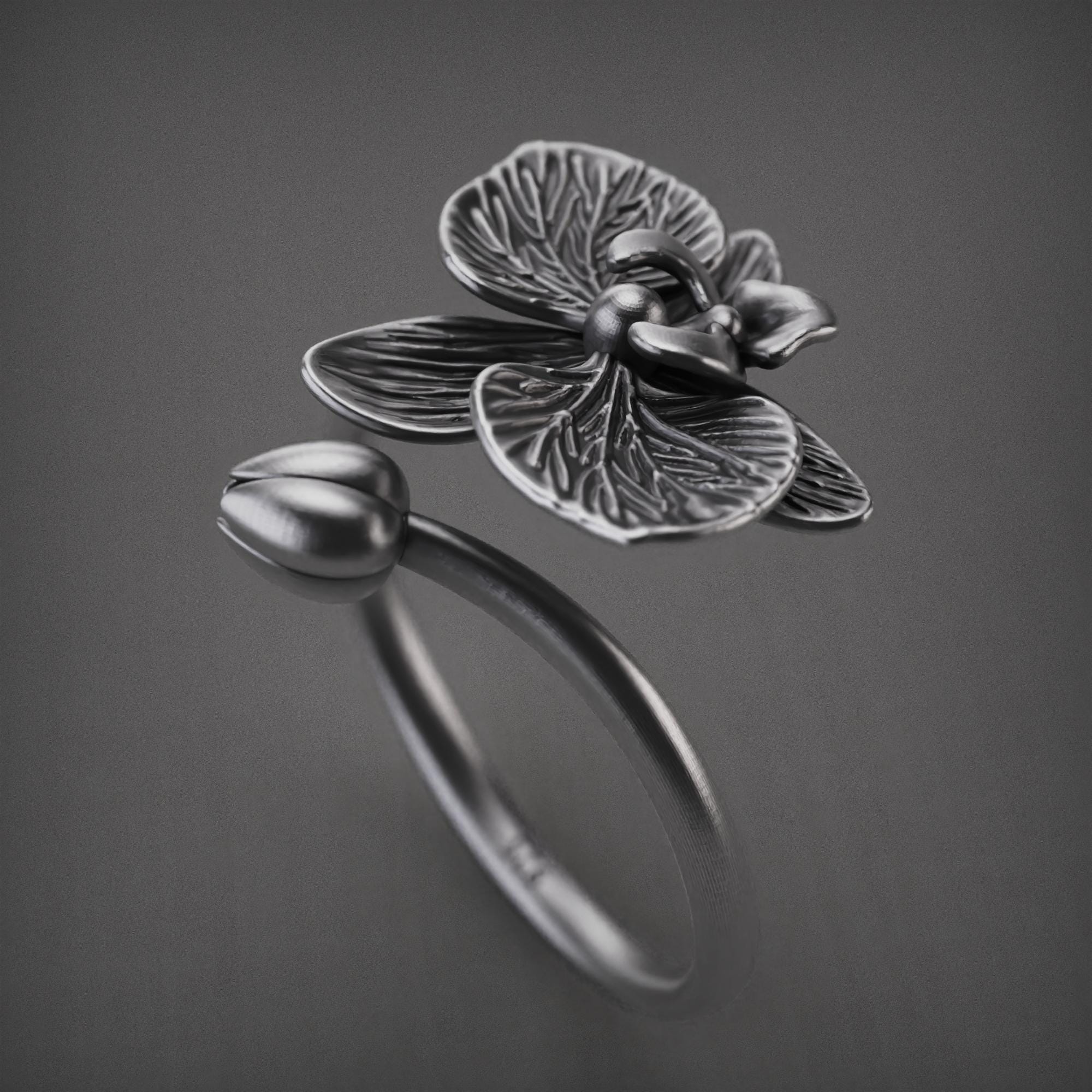 Orchid Flower Open Ring, Vintage Silver Tone Botanical Jewelry - Etsy