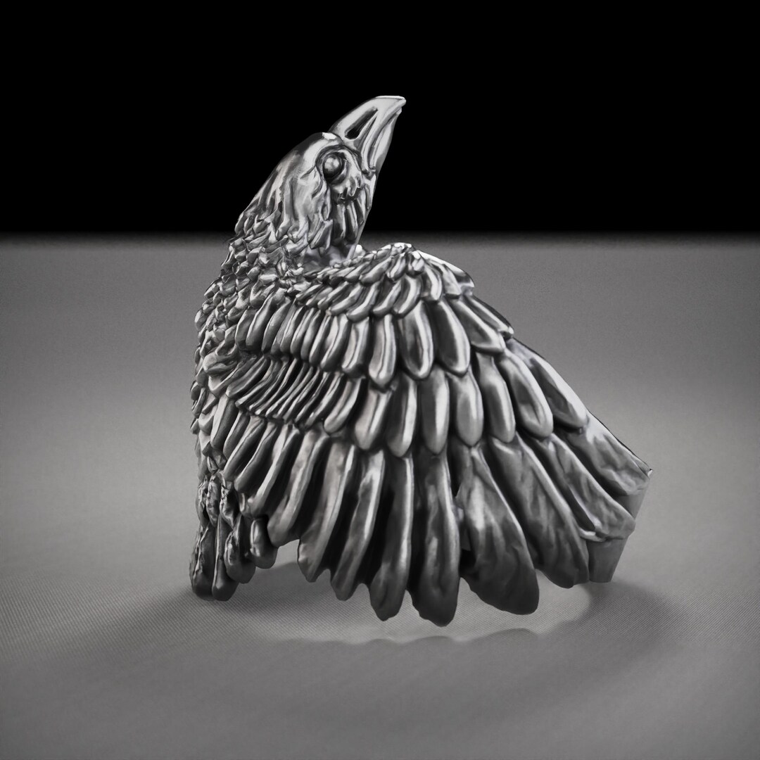 Handcrafted Sterling Silver Raven Ring: Norse Viking Crow Jewelry - Etsy